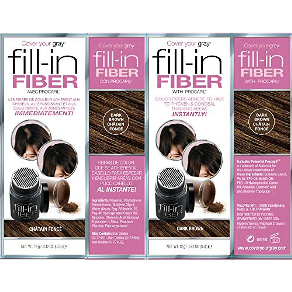 Cover Your Gray Pro Fill-In Fibers with Procapil - Dark Brown