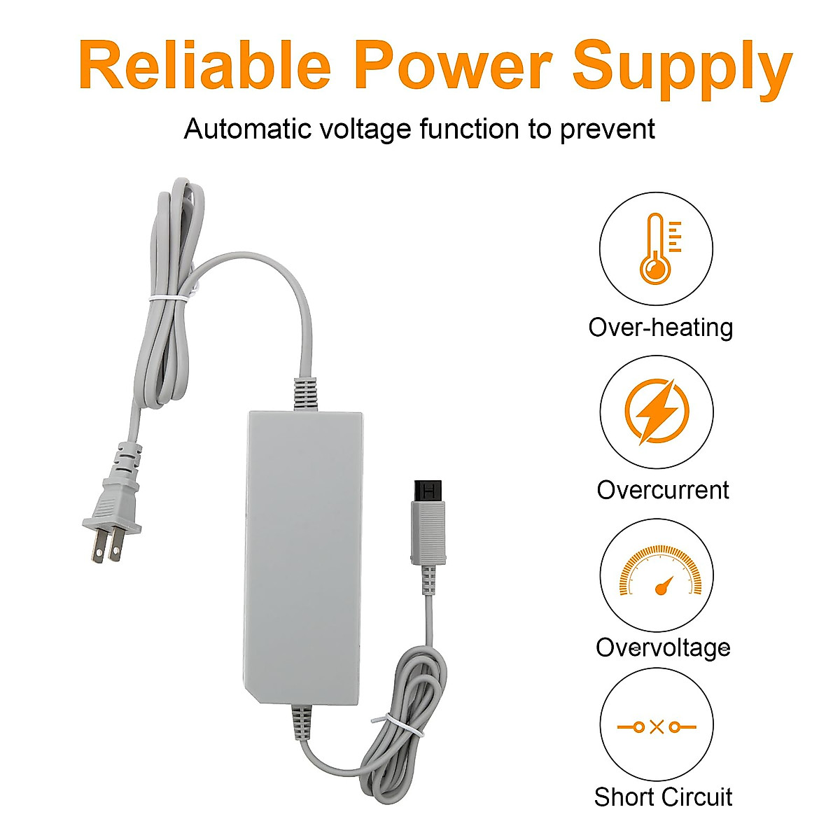 Crifeir Wii Power Supply for Wii,Compatible with Wii Console (Not for Wii U)
