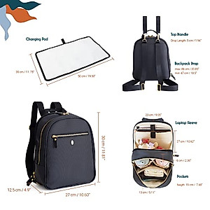 IDAHO JONES Small Diaper Bag, Mini Diaper Backpack - Spacious and Sleek - Stroller Straps and Changing Mat Included - Claremont