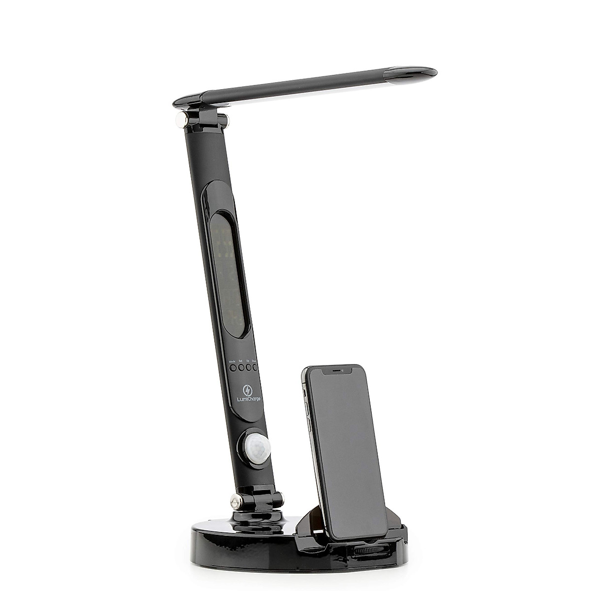 LumiCharge I Smart Eye Friendly LED Desk Lamp for Home Office Desk with USB l Multiple Hues l Adjustable led Desk lamp with Wireless Charger l Clock Display l Compatible to All Phones & Apple Watch