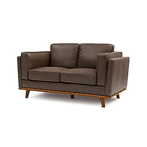 Valencia Artisan Full Leather Loveseat Sofa 66”| Pure Full Italian Nappa Leather Couch, Solid Wood Accent, Ultimate Comfort, Chocolate