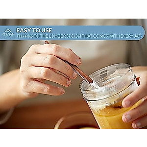 North Ranch Kitchen 16 oz overnight oats containers with lids - Jars with spoons and lids - made of premium borosilicate glass - 2x oatmeal jars with spoons & spoon holder