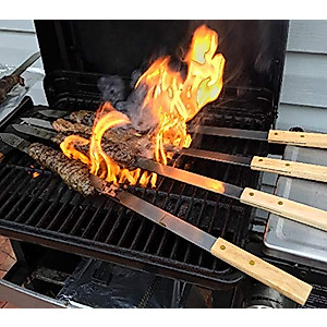 G & F Products 25619 2020 23 Inch Long 5/8 Inch Wide 2mm Thin Stainless Steel BBQ Skewer 8 Piece, Silver