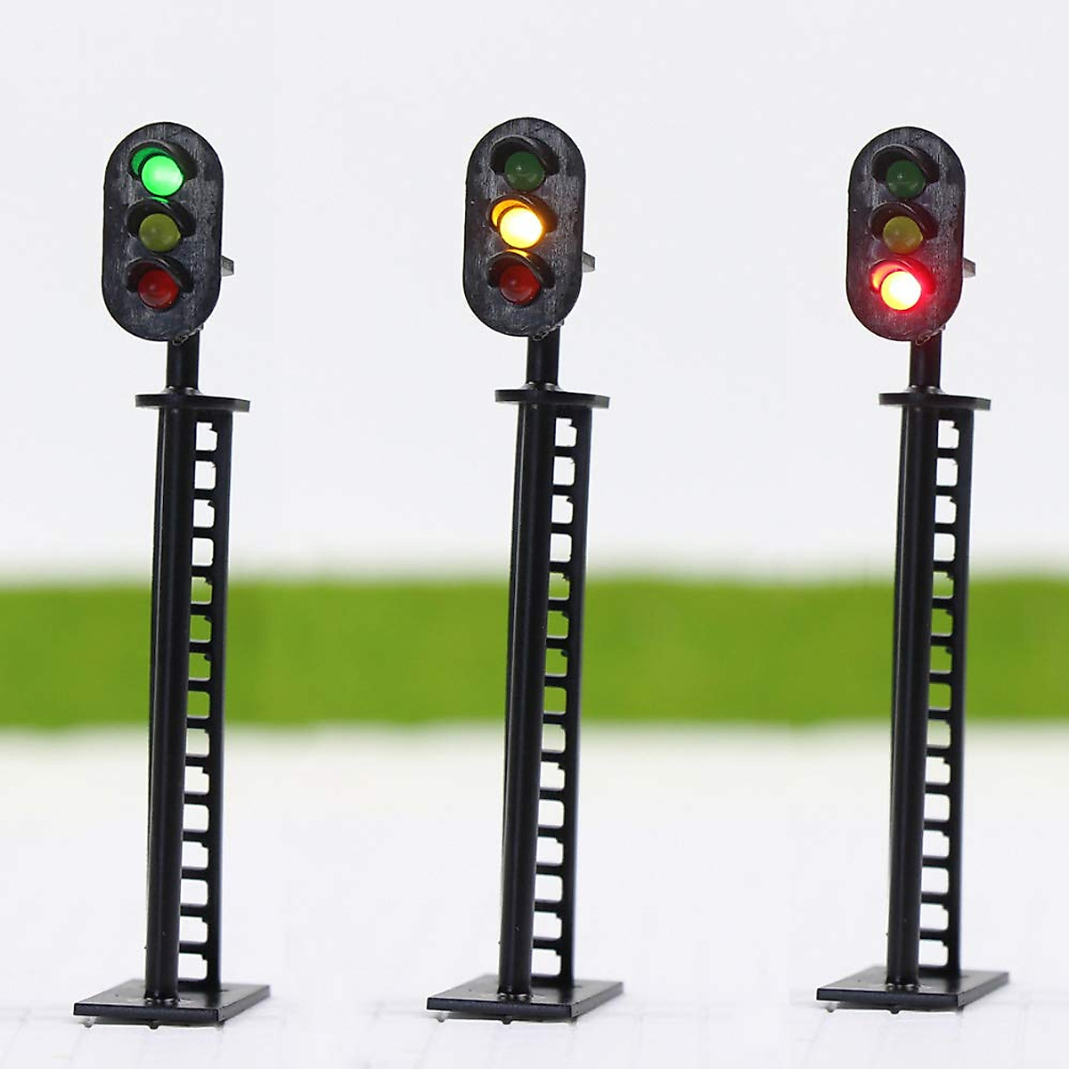 JTD04 5pcs Model Railway 3-Light Block Signals G/Y/R HO Scale 6.8cm 12V Led New