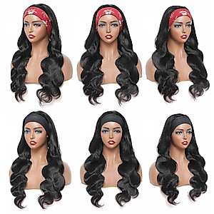 Headband Wigs for Black Women Human Hair 18 Inch Glueless Body Wave Headband Wig Human Hair 100% Brazilian Virgin Hair Machine Made Head band Wig 150% Density