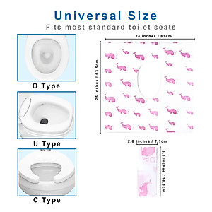 21 Pack Toilet Seat Covers Disposable, Extra Large Disposable Toilet Seat Covers for Adults, Individually Wrapped Potty Training Liners with Non-Slip Adhesives for Kids in Home, Restrooms&Travel -Pink