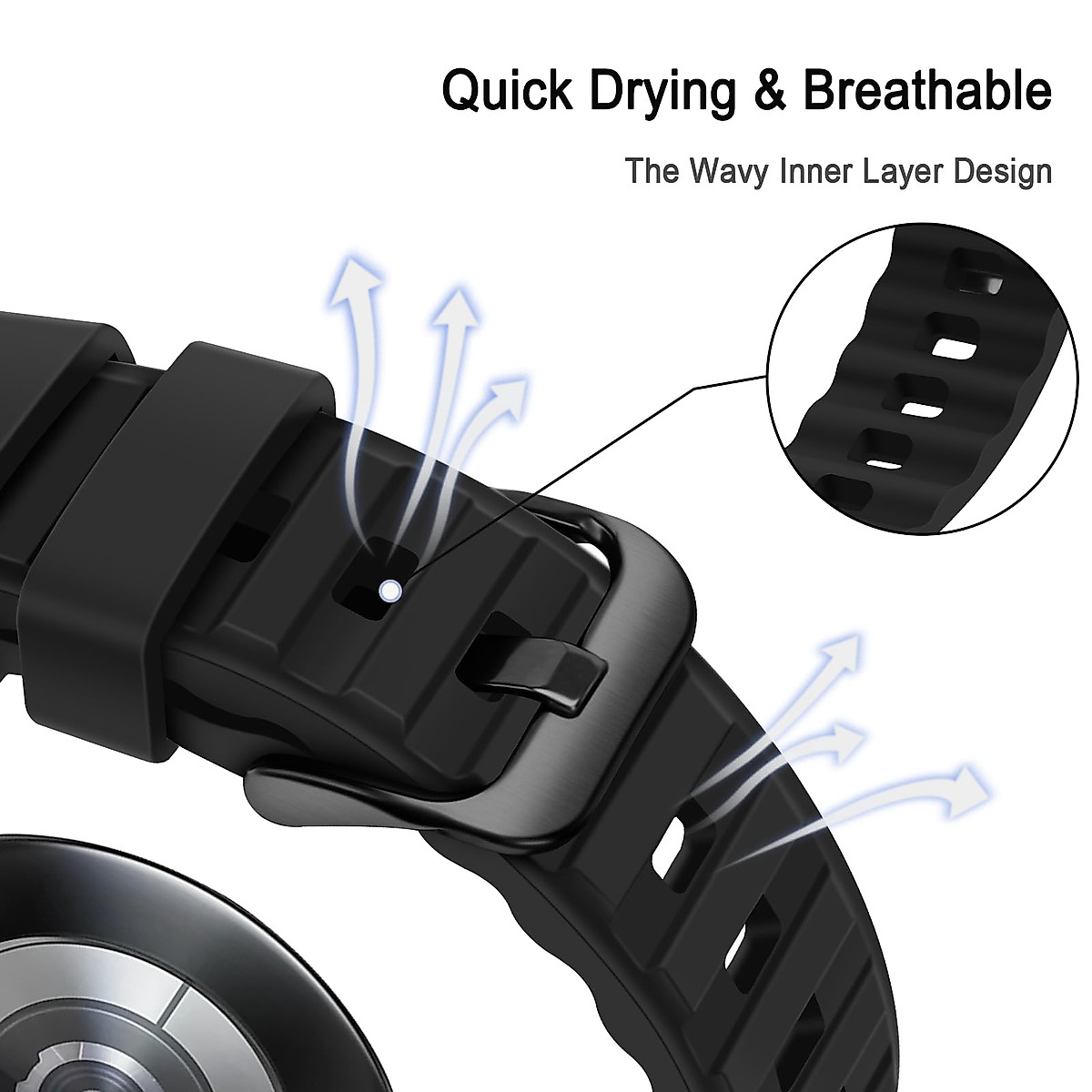 Tasikar No Gap Bands Compatible with Samsung Galaxy Watch 7/6/5/4 Band 40mm 44mm/Watch 6 Classic Band 43mm 47mm/Watch 5 Pro/4 Classic, Soft Silicone Sport Strap for Women Men, Black