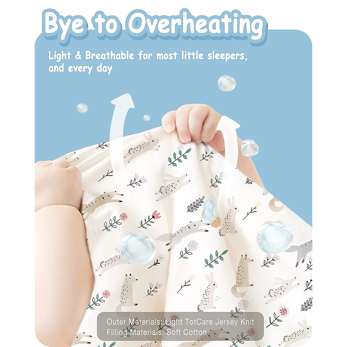 TOTBASIC Baby Sleep Sack 2-Pack, Light & Soft Unisex-Baby Wearable Blanket, 2-Way Safe Zippers Sleepsack for Babies 0-3-6-12-18-24 Months 0.5 TOG