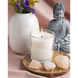 Set of 4 White Votive Candles, Clear Glass Filled Unscented Soy Wax Candle for Home Décor Weddings Spa Holidays Party and DIY