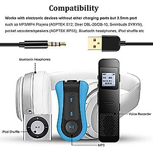 AGPTEK 3.5mm Jack Charge Cable, Male to USB 2.0 Data Sync & Charger Cable for MP3 / MP4 Players, Recorders, and Other Portable Devices, Gold-Plated, 0.8m / 2.6 feet, Black