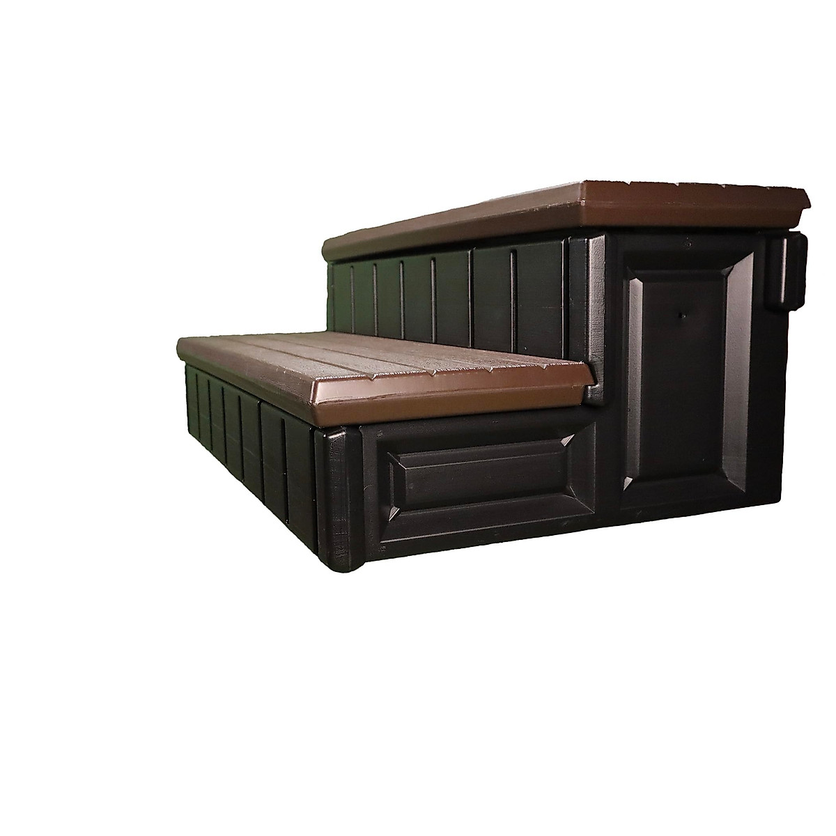 Confer Plastics Two Tier 36" Wide Deluxe Hot Tub Step. Non-Skid Spa Steps, Easy Installation, Sturdy, Long Lasting Upgrade to Your Space. Proudly Made in USA. - Espresso