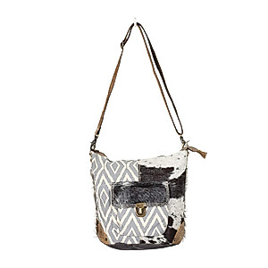 Myra Bag Mystical Upcycled Canvas & Cowhide Shoulder Bag S-1368