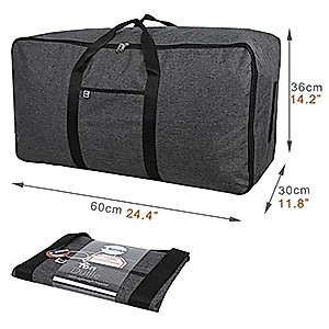ITAVL 70L Large capacity Storage Bag ,Sturdy 500D heather material super strong ,Ideal for bedding ,Pillows,Duvets,Clothes or moving home use . (Dark Grey-24")