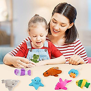 Hamsoo 30 Mini Stuffed Sea Creatures Toys - Carnival Prizes, Claw Machine, Goody Bags, Easter Eggs, Ocean Party Favors & Plush Keychains