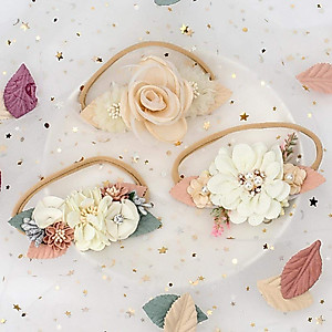 Toptim Baby Floral with Nylon Headbands for Newborn Girls Shower Photo (6 Colors)