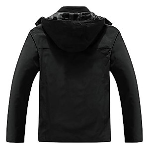 OTU Men's Lightweight Waterproof Hooded Rain Jacket Outdoor Raincoat Shell Jacket for Hiking Travel Black M