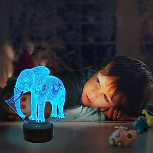 FULLOSUN Elephant Gifts, 3D Night Light for Kids 16 Colors Changing 3D Illusion lamp with Remote Control & Smart Touch, Child Xmas Birthday Gifts for Boys Age 2 3 4 5 6+ Year Old