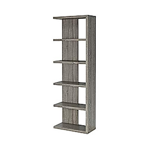 Coaster Home Furnishings 5-Tier Semi-Backless Bookcase Weathered Grey, 11.5"" d x 23.5"" w x 70.75"" h (800553)