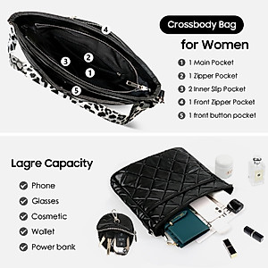 Quilted Crossbody Bags for Women, Unique Pattern Strap, Large Puffer Bag