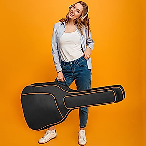 CAHAYA 44 Inch Guitar Bag for Dreadnought and Jumbo Orange Line Gig Bag 0.47in Thick Padding Water Resistent Adjustable Shoulder Strap Guitar Case with Back Hanger Loop and Music Stand Pocket CY0285