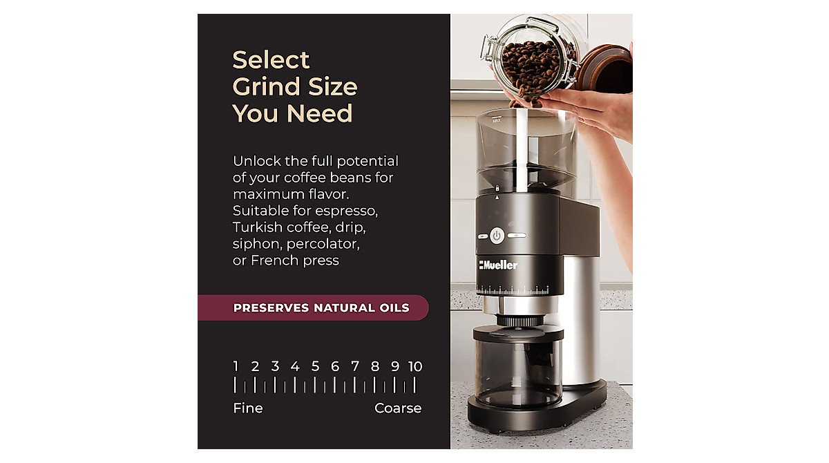 Mueller Ultra-Grind Burr Grinder | Precise Coffee Grinding & Easy Cleaning