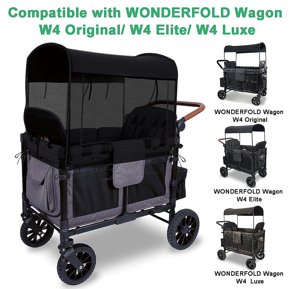 Mosquito Net Cover for WONDERFOLD Wagon W4 Stroller Wagon - Provide Easy Access Zippered Entrance, Easy Installation and Overall Protection