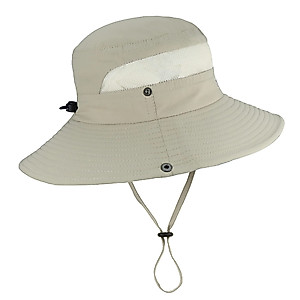 Outdoor Sun Hat Bucket Hats for Women Sun Protection Mesh Quick-Dry Cap UPF 50+ (Adjustable Size) Beige