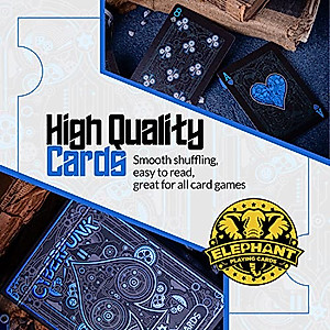 Cyberpunk Blue Playing Cards, Cardistry Decks, Black Deck of Playing Cards for Kids & Adults, Cool Playing Cards with Card Game e-Book, Unique Playing Cards for Poker, Cyberpunk Cards