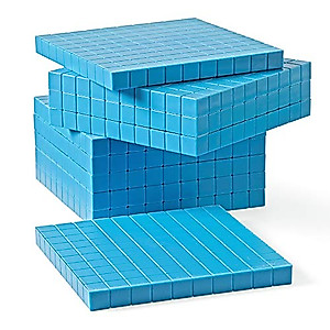 hand2mind Blue Plastic Base Ten Blocks Flats Set, Place Value Blocks, Counting Cubes for Kids Math, Base Ten Blocks Classroom Set, Math Blocks Kindergarten, Base 10 Math Manipulatives (Set of 10)