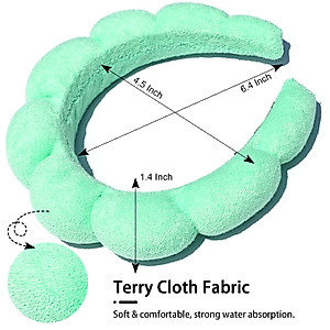 HitModa Spa Headbands for Washing Face or Facial Makeup Headbands Bubble Skincare Headbands Drunk Elephant Terry Cloth Puffy Headbands for Mask Skin Treatment