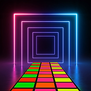 1 Pcs 118 x 39 Inch Neon Dance Floor Light up Glow in The Dark DIY Plastic Dance Floor Neon Carpet Runner for Neon Outdoor Birthday Party Supplies Wedding Favors