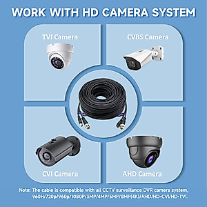 Anlink 4 Pack 100Ft/30M 4K 8MP 5MP All-in-One BNC Video Power Cable, BNC Extension Surveillance Camera Wires for CCTV Camera DVR Systems (8pcs BNC Connectors, 100pcs Cable Clips Included)