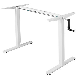 VIVO Compact Hand Crank Stand Up Desk Frame for 33 to 52 inch Table Tops, Ergonomic Standing Height Adjustable Base with Crank Handle, White, DESK-M051CW