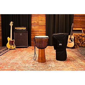 Meinl Percussion ADJ2-XL+BAG African Style Rope Tuned 13-Inch Wood Djembe with Bag, Brown
