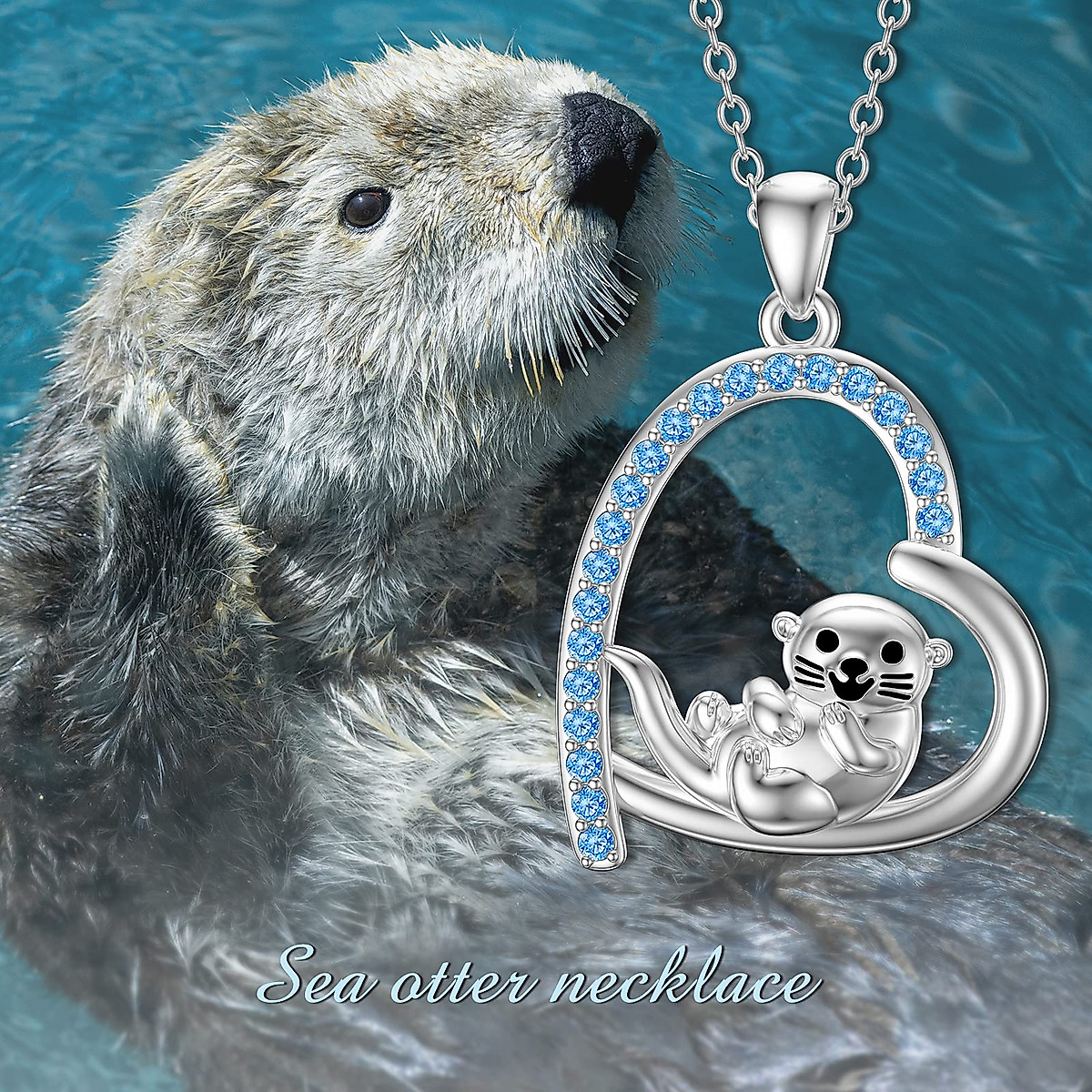 PROESS Otter Necklace Sterling Silver Sea Otter Necklace for Women Otter Lovers Otter Pendant Jewelry Gift