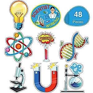 48 Pieces Science Bulletin Board Sets Laminated Science Cutouts Lab Cutouts Science-Theme Party Cutouts for Science Class School Classroom Bulletin Board Office Party Decoration Supplies, 8 Designs