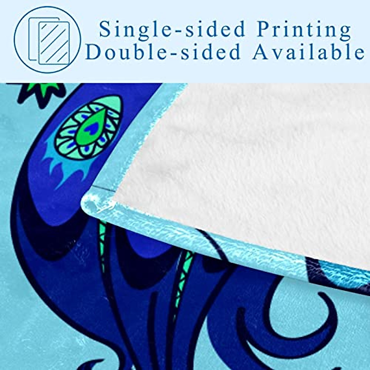 Plush Blanket Throw Blanket Warm Cozy Soft Microfiber Blankets, Blue Peacock Cartoon Retro Pattern