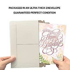 Prime Greetings Romantic Wife Birthday Card, Made in America, Eco-Friendly, Thick Card Stock with Premium Envelope 5in x 7.75in, Packaged in Protective Mailer