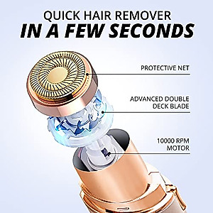 KRADAA Facial Hair Removal for Women: Painless Hair Removal Device - Portable Womens Facial Hair Remover for Face - Upper Lip Chin - USB Rechargeable Included 2 x Replacement Heads