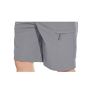 CRYSULLY Men's Summer Hiking Regular Fit Shorts with 5 Pockets, Cargo Shorts Light Grey