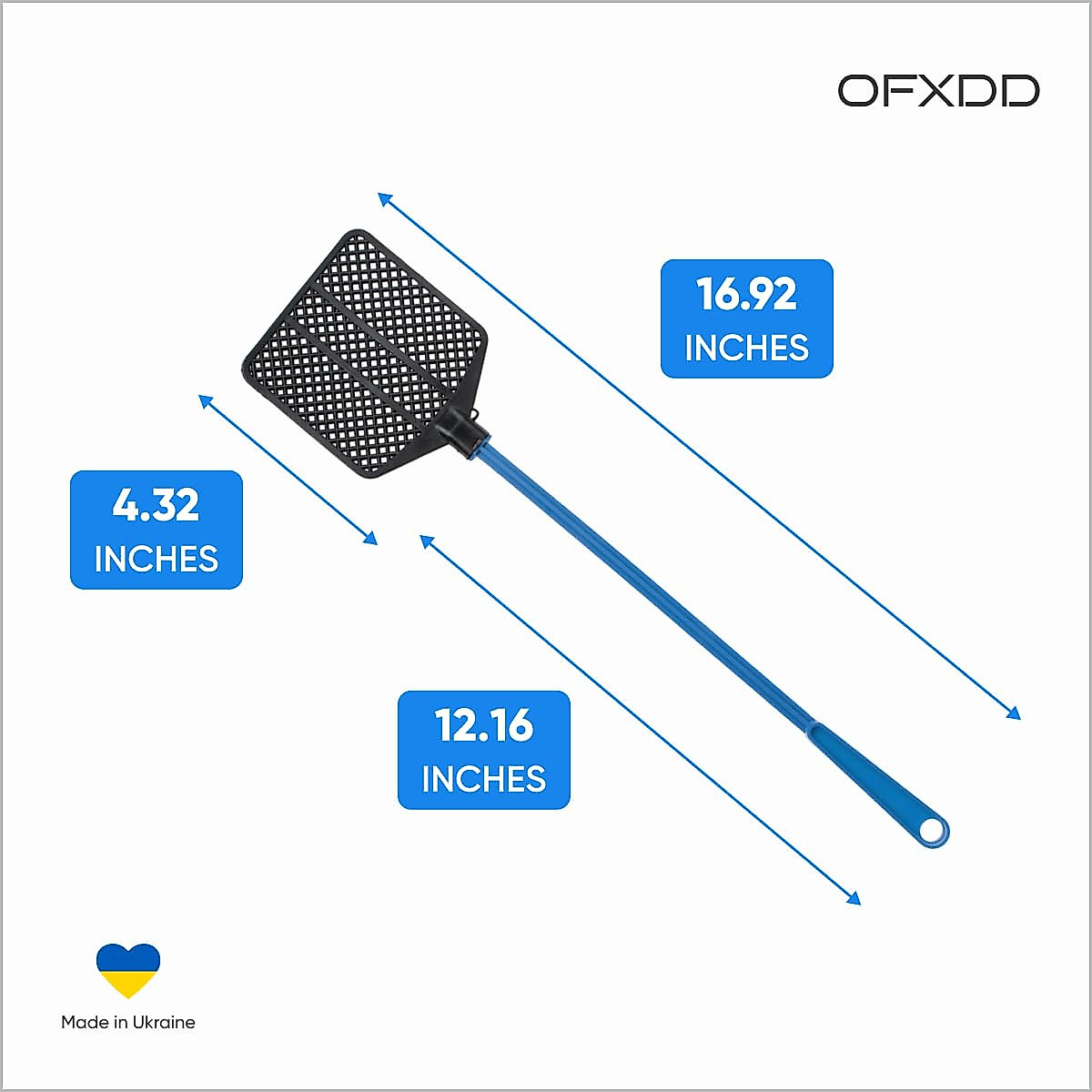 OFXDD Rubber Fly Swatter, Long Fly Swatter Pack, Fly Swatter Heavy Duty, Green and Blue Colors (3 Pack)