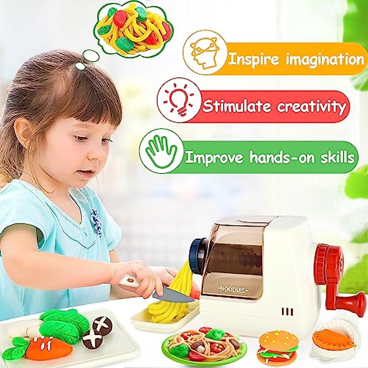 Play Dough Toys, 37PCS Color Dough Kitchen Toys Playset, Fun DIY Dough KitchenTools Pretend Play Set for 3 4 5 6 Years Old Boys Girls Kids Toddlers Christmas Birthday Gift