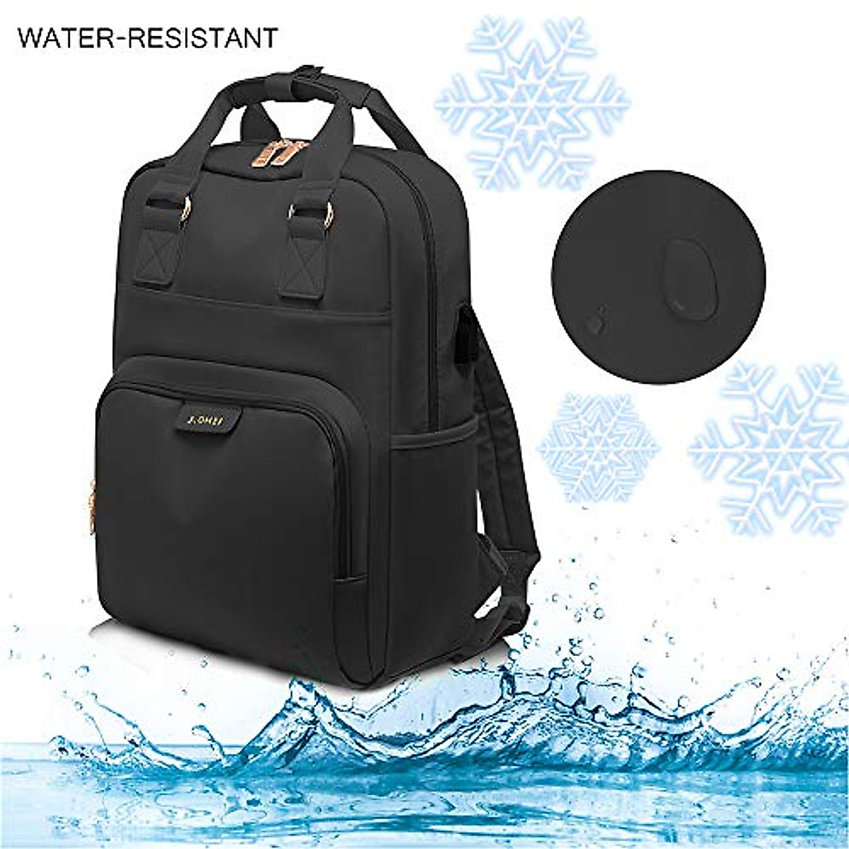 Travel Backpack for Women Men, Laptop Backpack Large Capacity Backpack for School with USB Charging Port, Work Laptop Bag Water Resistant, Waterproof Backpack Anti Theft-Black