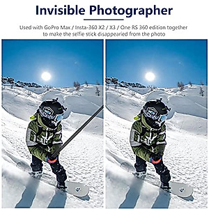 UNIXYZ 49" Invisible Selfie Stick with Tripod Phone Clip for GoPro Insta360, Waterproof Carbon Fiber Extension Pole Handle Monopod for Go Pro Max Mini Hero 11 10 9 8 7 Insta 360 X2 X3 DJI Action 2 3