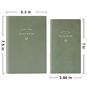CAGIE To Do List Notebook 192 Pages 5.3" x 7.5" Leather To Do List Notepad Checklist for Daily Plans Schedule Planner Notebook School Supplies for Students, Green