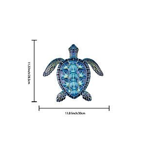 Metal Sea Turtle Wall Decor, Sea Turtle Wall Art Decoration, Metal Wall Art, Aquarium Ocean Wall Decor for Home Bedroom Living Room Office (Blue)