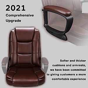 OFIKA Office Chair Computer Desk Chair Gaming - Ergonomic High Back Cushion Lumbar Support with Wheels Comfortable Black Leather Racing Seat Adjustable Swivel Rolling Home Executive (Brown)