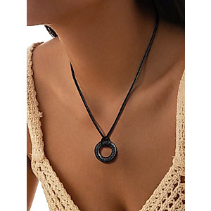 Viking Runes Necklace with Leather Neck Chains Black Stainless Steel Nordic Mythology Rune Charms