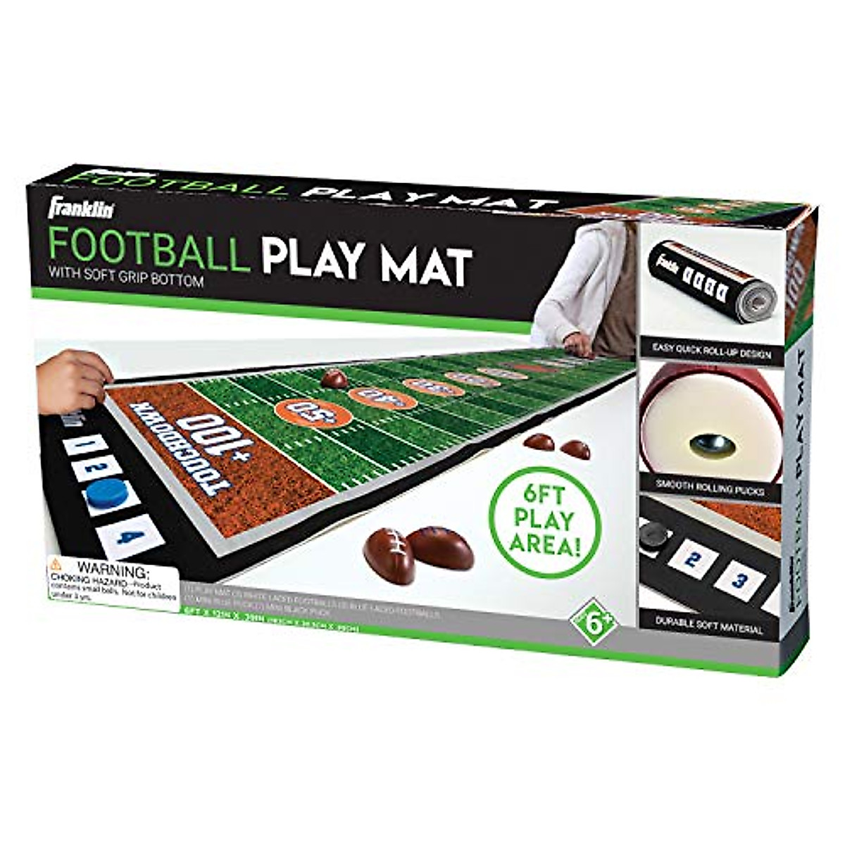 Franklin Sports Shuffleboard Table Game Mats – Tabletop Shuffleboard Mats and Pushers – Indoor Shuffleboard and Curling Games - Football Shuffleboard