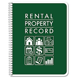 BookFactory Rental Property Record Book/Landlord Renter Record Keeping Log Book - Wire-O, 100 Pages, 8.5" x 11" (LOG-100-7CW(RentalProperty)-RX)